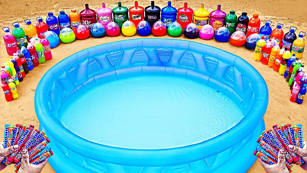 Water Slide Experiment: Big Swimming Pool with Toothpaste Eruption ...