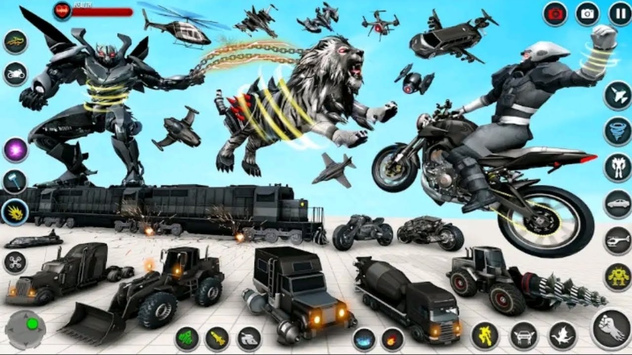 Lion Transformer Robot attack in City : Android ios Gameplay - YouTube