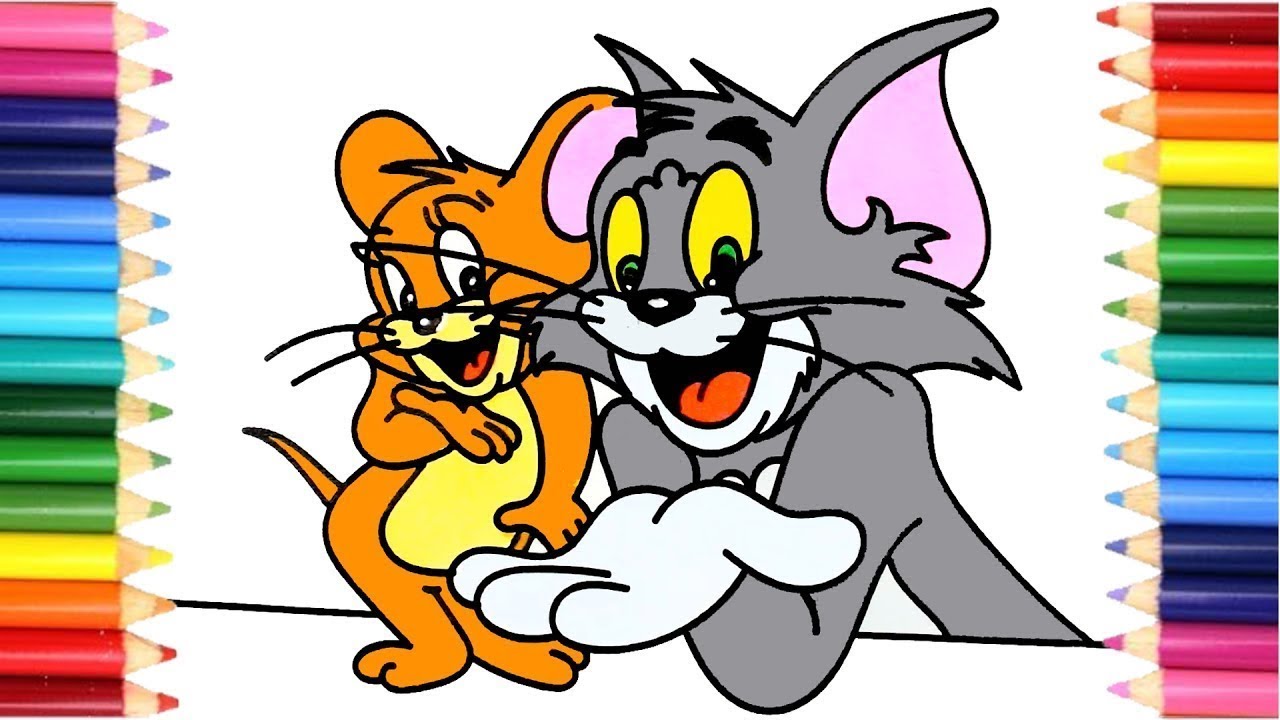 Teaching Draw Color Tom And Jerry Cartoon for Kids Coloring Book ...