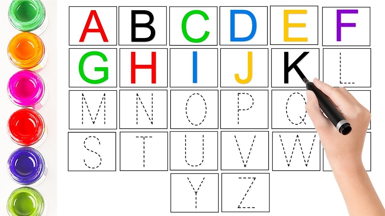 New ABCD with Water Colors | Alphabets writing with Colors | Abcd with ...