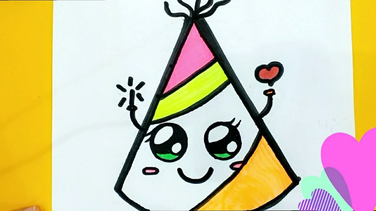 draw easy / how to draw a party hat - YouTube