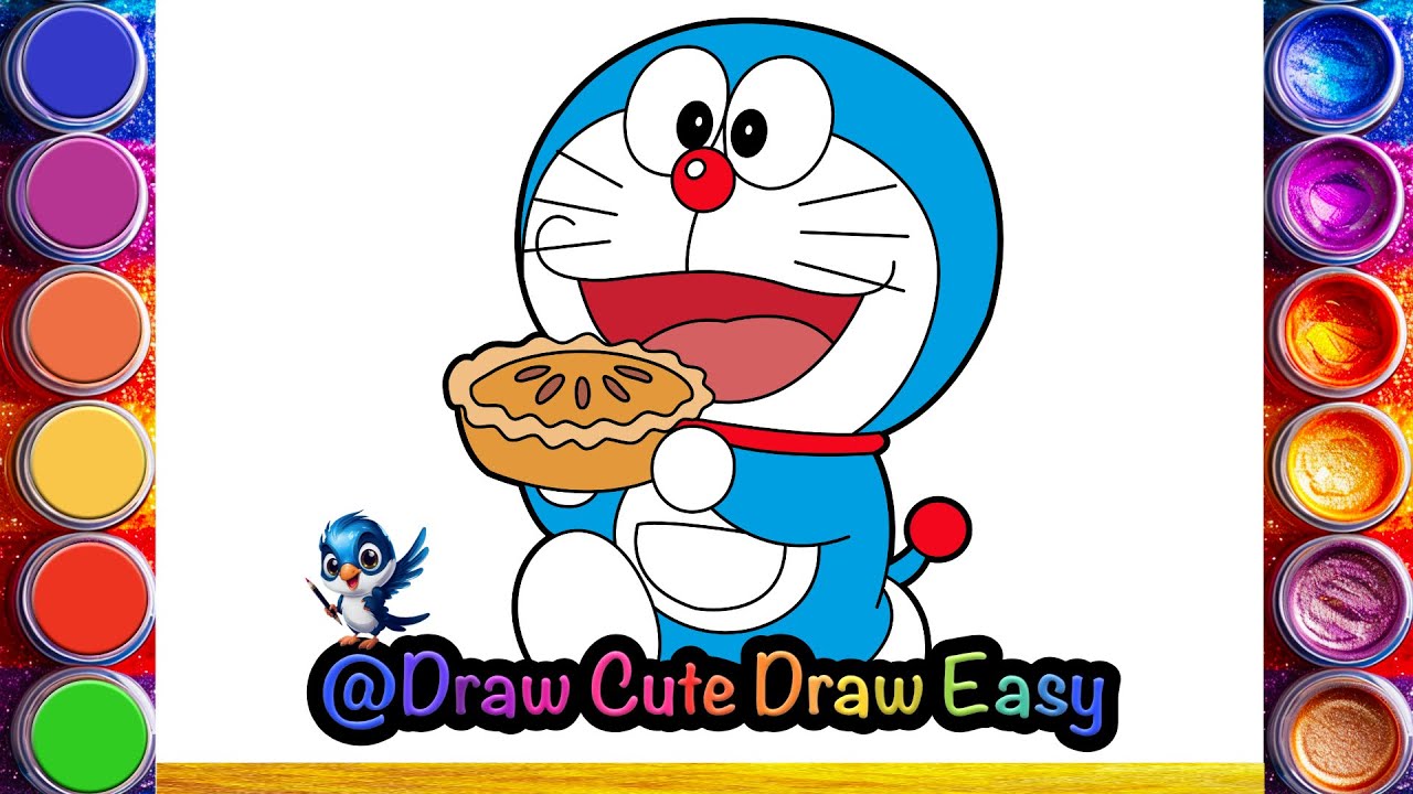 Doraemon holding Pumpkin Pie Drawing, Painting & Coloring For Kids and ...