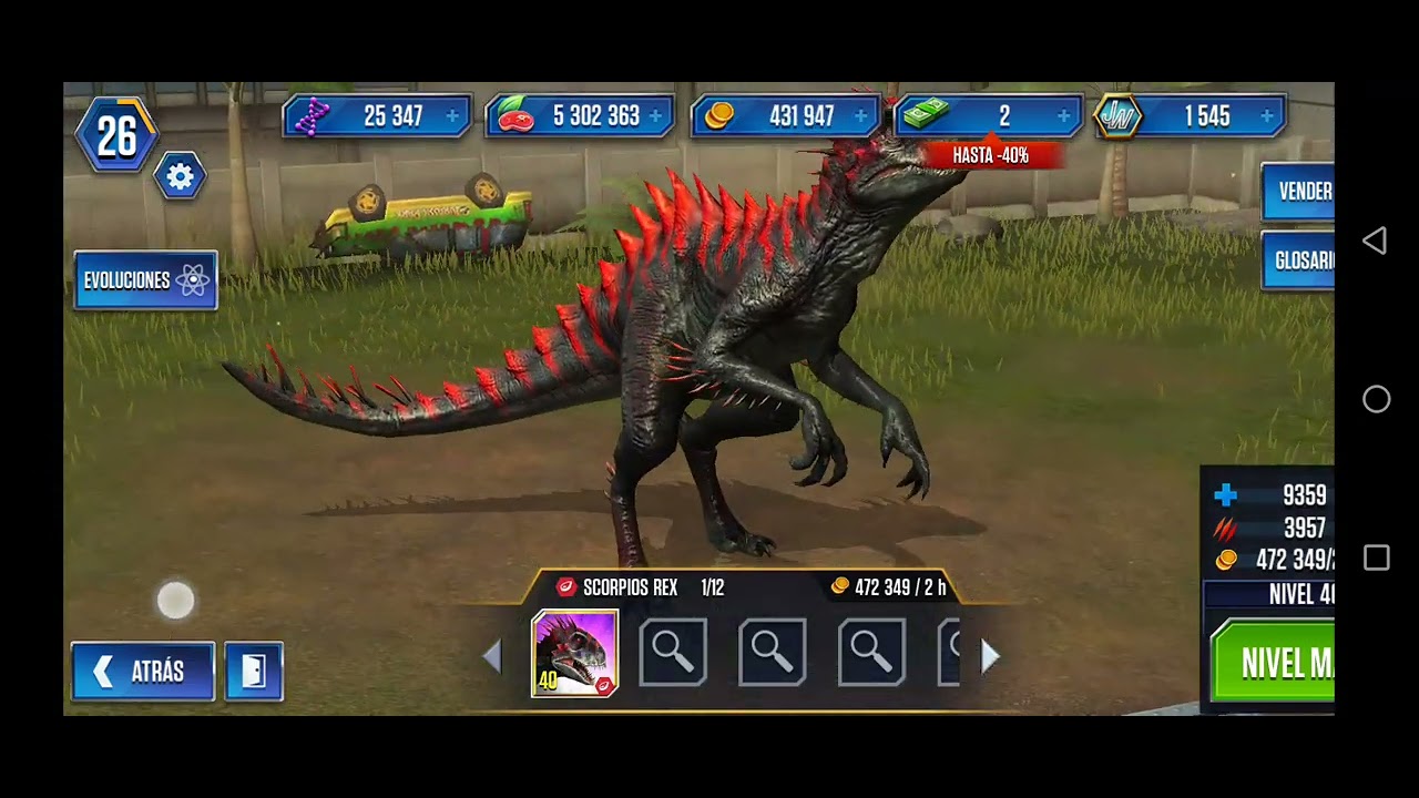 mi escorpius rex nivel 40 #jurassicworld el juego - YouTube