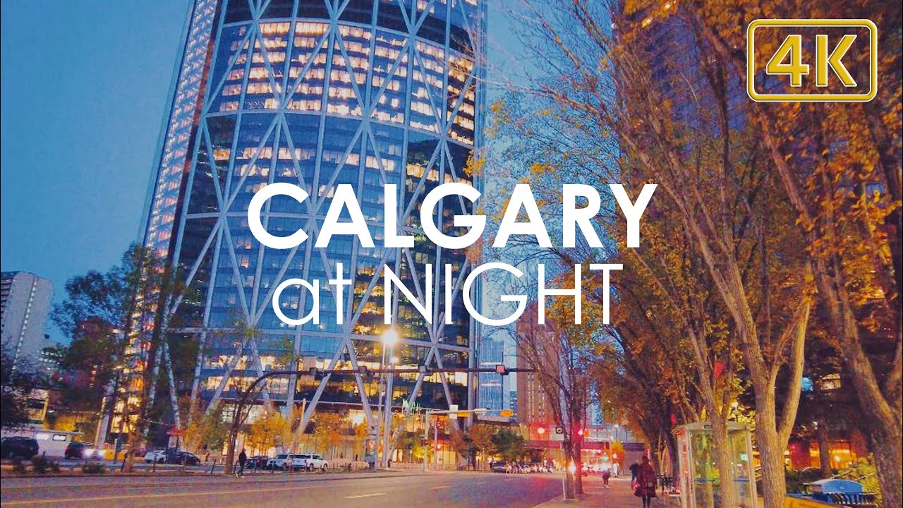 Walking in Calgary at Night | City Tour [4K] - YouTube