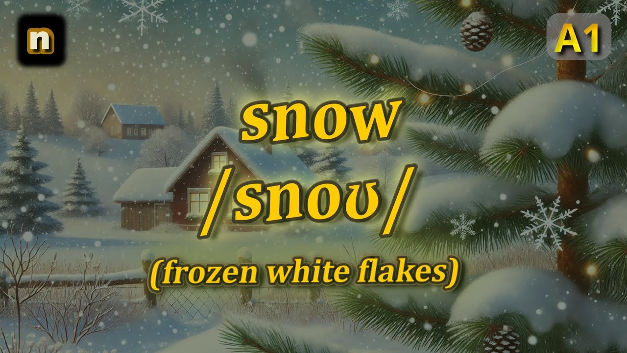 [n] Snow meaning (frozen white flakes) with 5 examples - YouTube