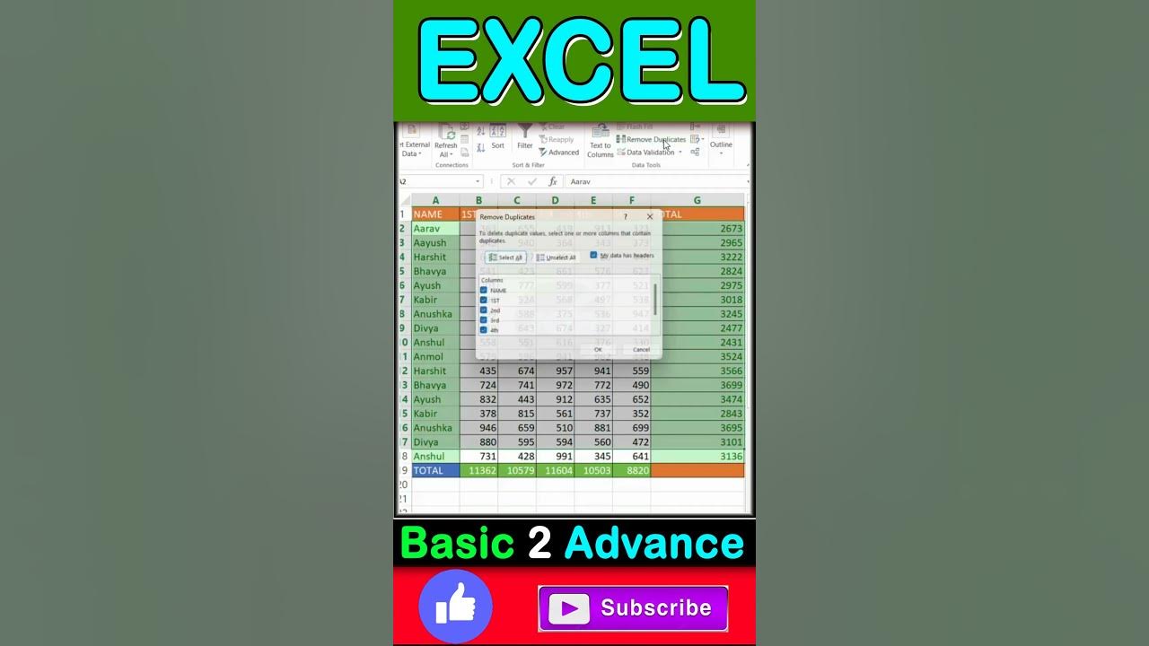 REMOVE DUPLICATE VIRAL EXCEL TIPS #msexcel #shorts #viralshorts #excel - YouTube
