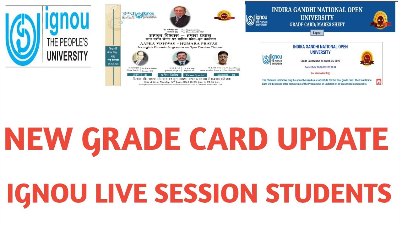 IGNOU NEW GRADE CARD UPDATE LIVE SESSION 8 JUNE 2023 - YouTube