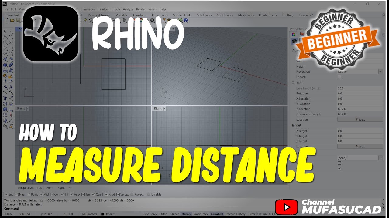 Rhino How To Measure Distance - YouTube