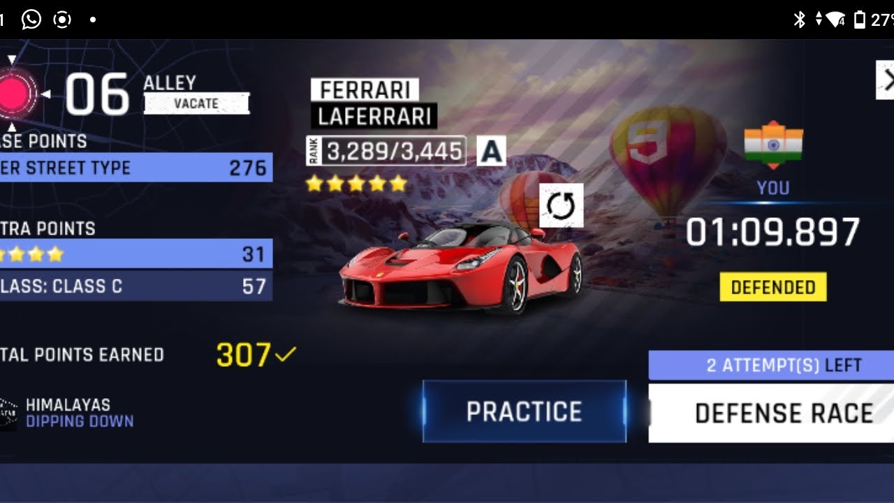 Himalaya dipping down 1:09.897 with Ferrari LaFerrari rank 3289 asphalt ...