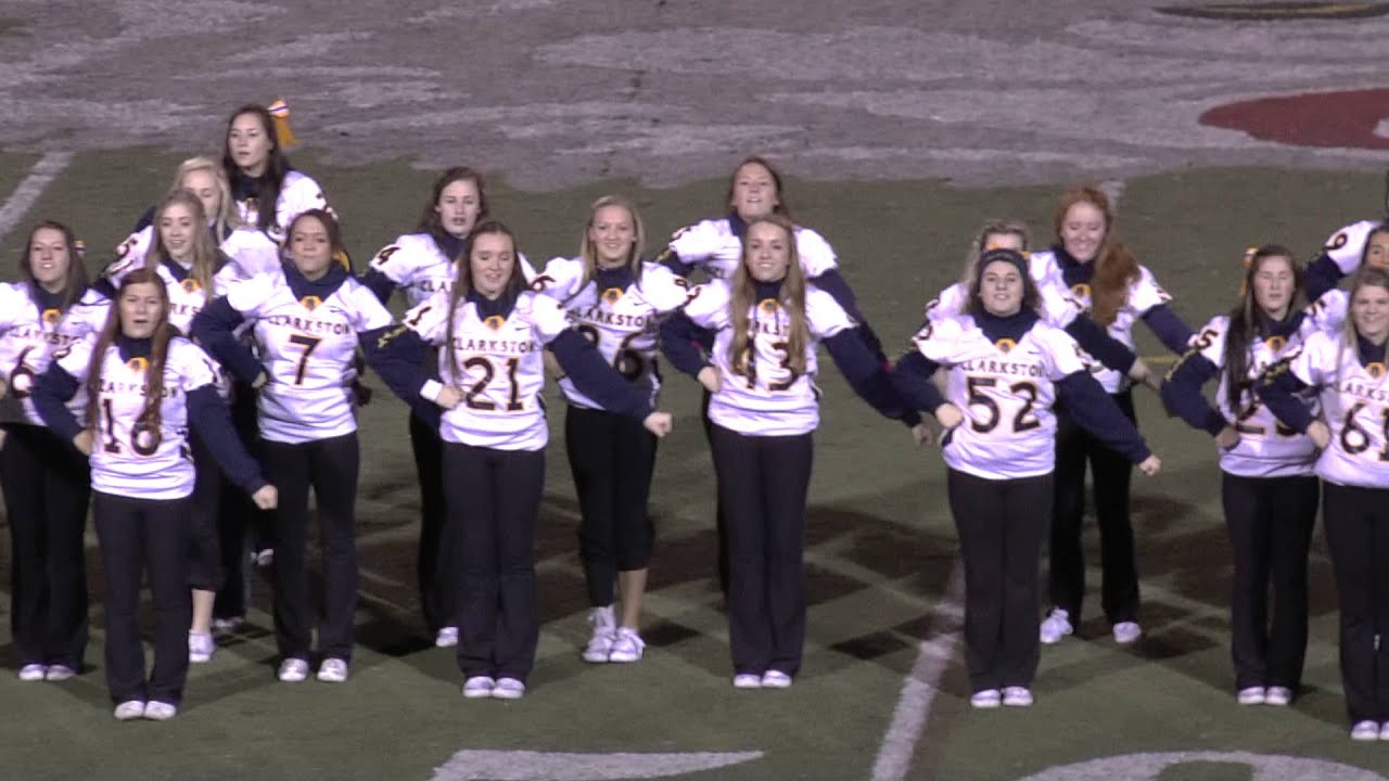 Clarkston Varsity Cheerleaders "Go Fight" Cheer. November 2013 - YouTube