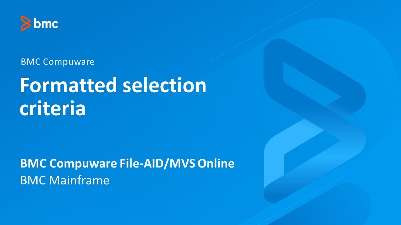 BMC Compuware File-AID/MVS Online - Formatted selection criteria - YouTube