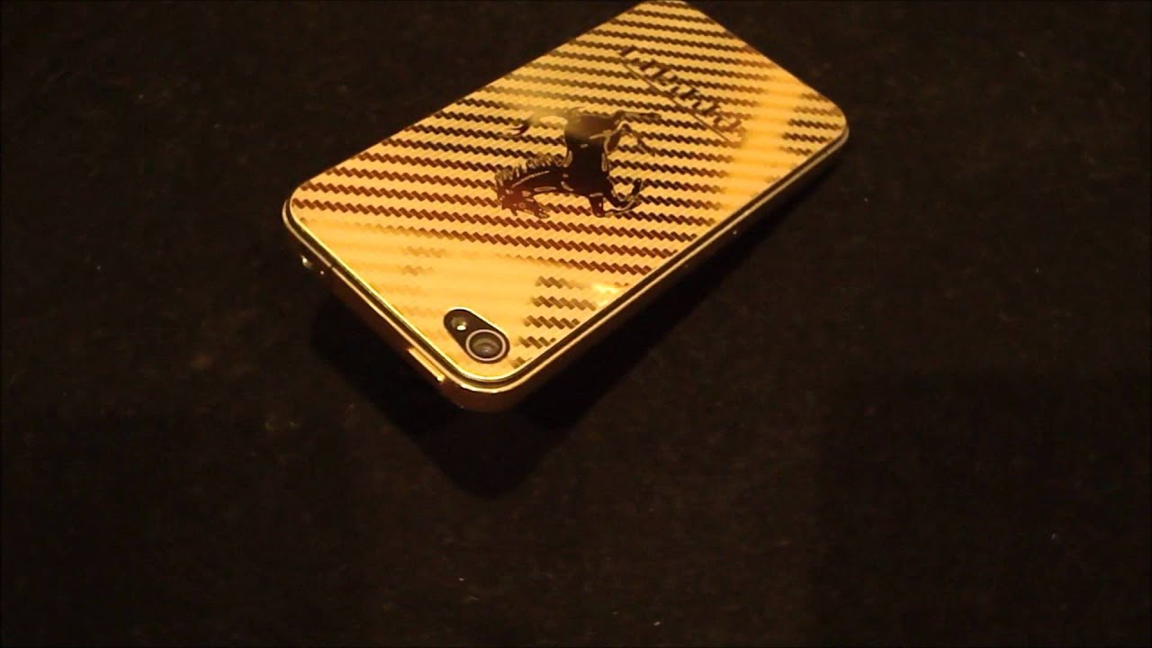 REAL 24K gold plated iphone 4 rear backplate , Ferrari logo - YouTube