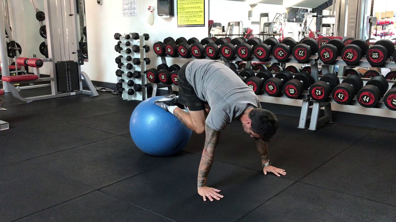 Swiss Ball Push Ups + Jackknife Crunches - YouTube