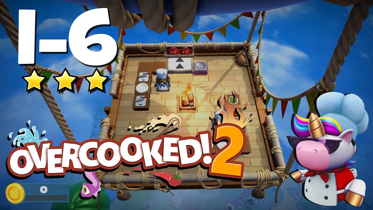 Overcooked! 2: Level 1-6 - 3 Stars Single Player! - YouTube