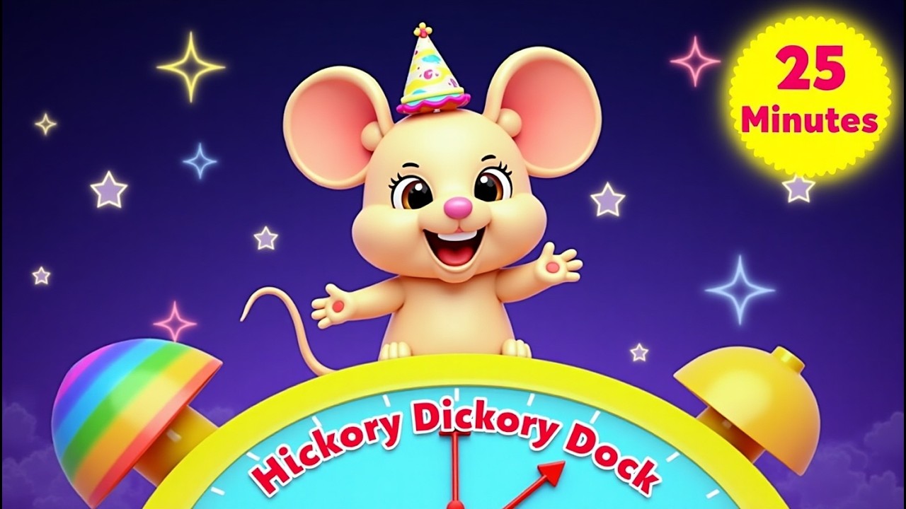 Hickory Dickory Dock Fun Mouse Clock Song for Kids 25 Minutes of ...