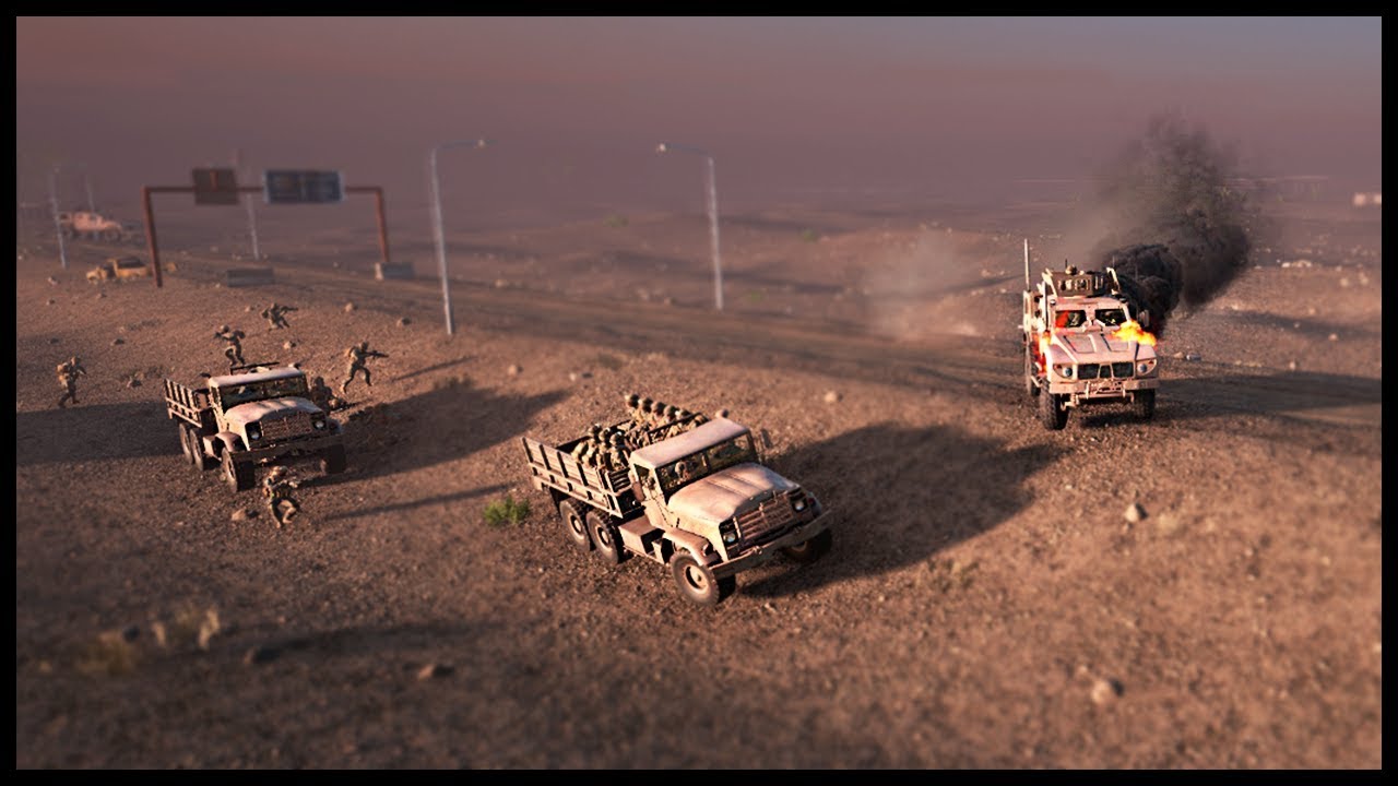 HUGE CONVOY AMBUSHED! US 30-man Motorized Infantry Platoon Convoy ...