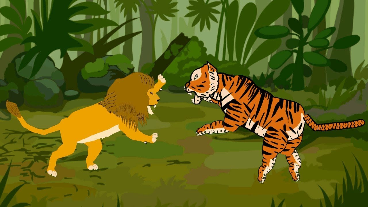 lion pride vs tiger animation #dc2 #drowingcartoon2 - YouTube