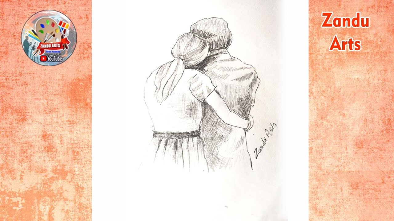 How to Draw a Romantic Couple in Love ️ | Step-by-Step Young Couple ...