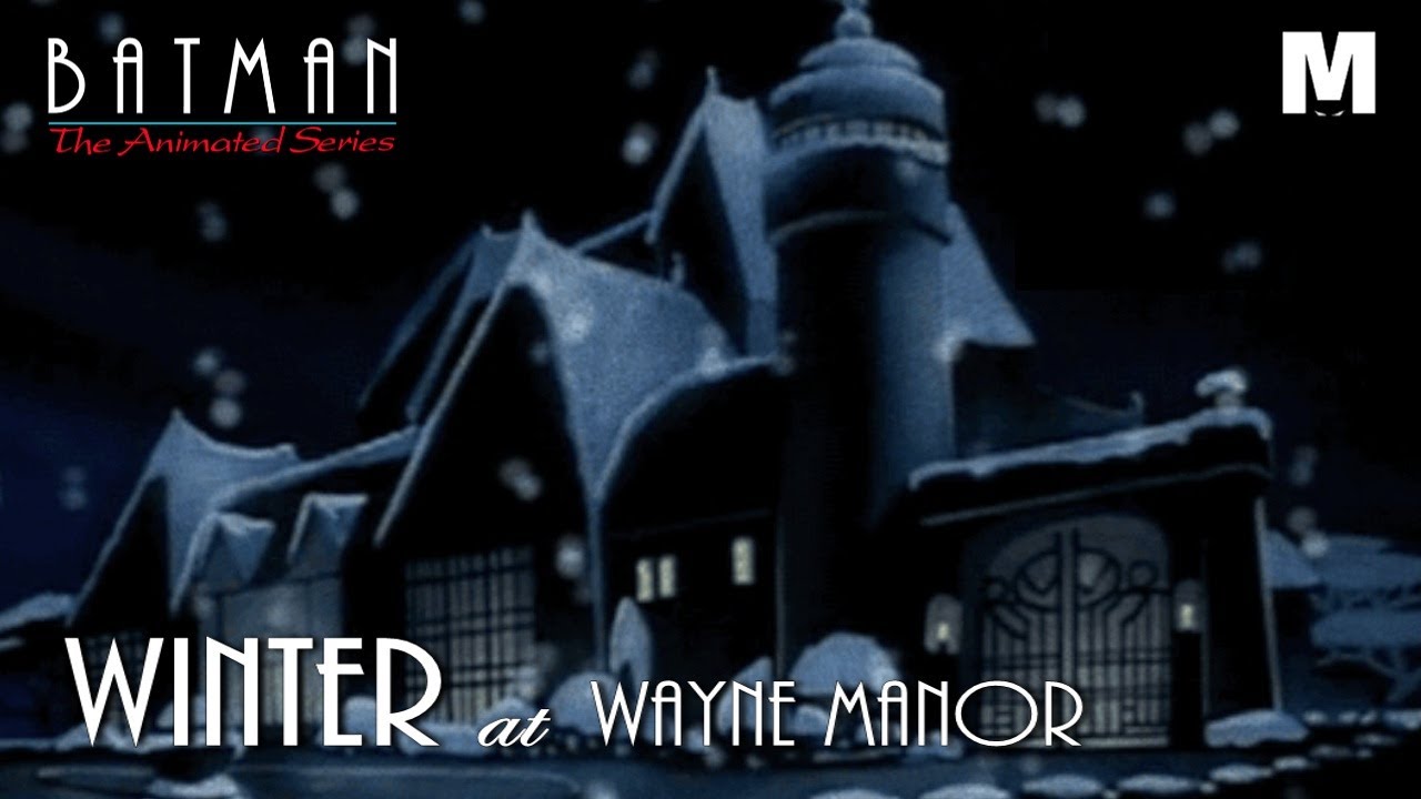 WINTER at WAYNE MANOR | Classic Ambience. Fireplace, Snow & Windy ...