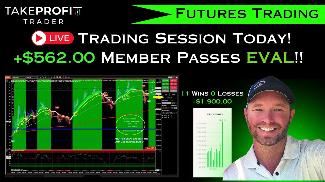 🔴LIVE Trading Session Today [ +$562 & Member Passes Eval ] - YouTube