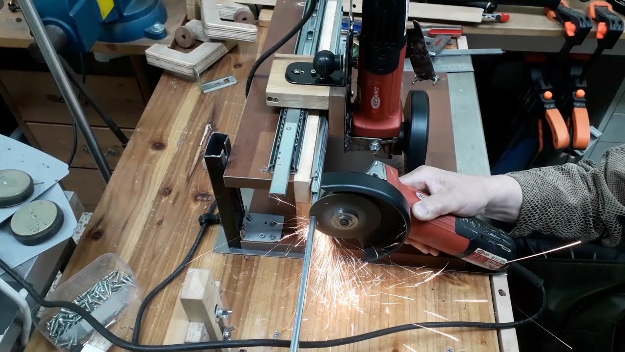 sliding grinder stand, diy - YouTube