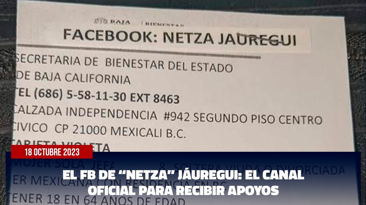 El FB de “Netza” Jáuregui: El canal oficial para recibir apoyos - YouTube