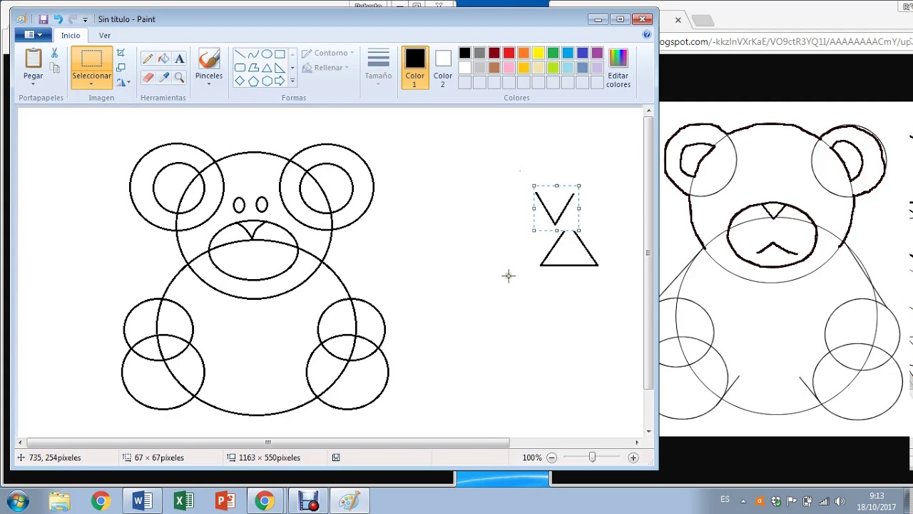 Oso de peluche usando formas en Paint - YouTube