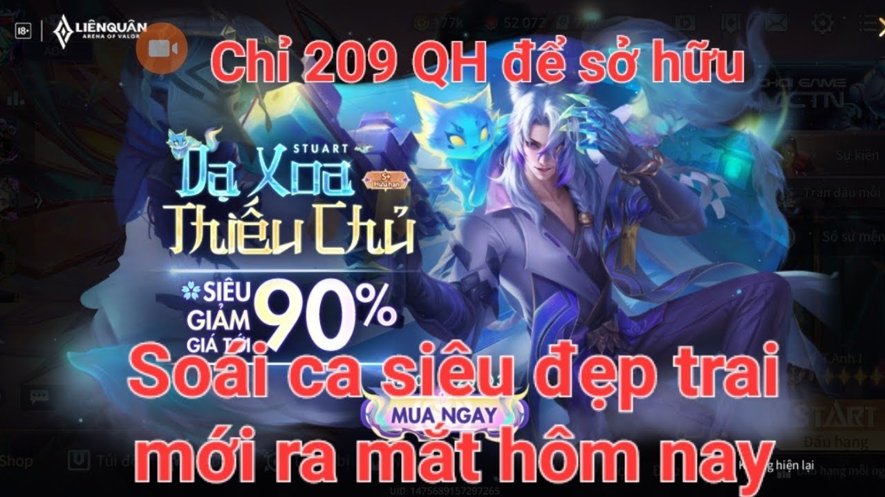 Skin mới ra mắt hôm nay, Soái ca siêu đẹp trai Stuart Dạ Xoa Thiếu Chủ ...