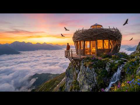 100 Days Building a Luxury Nest House on a Mountain Peak Above the Clouds (ASMR)#asmr #underground