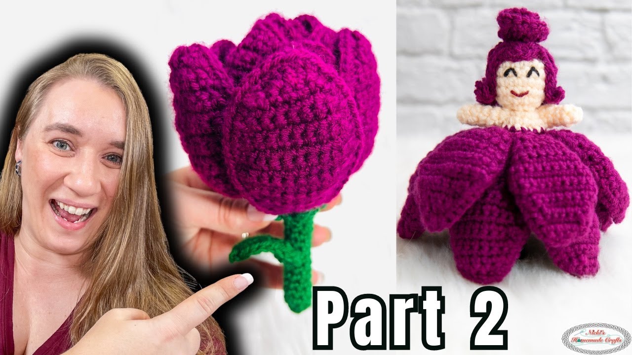 PART 2 - FREE Reversible Crochet FLOWER DOLL Pattern - New LIVE Crochet ...