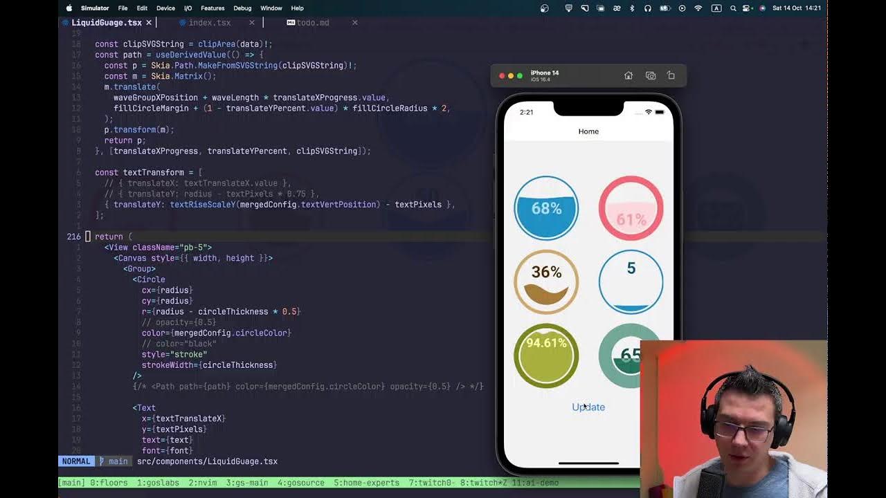 React Native Skia Liquid Gauge - YouTube