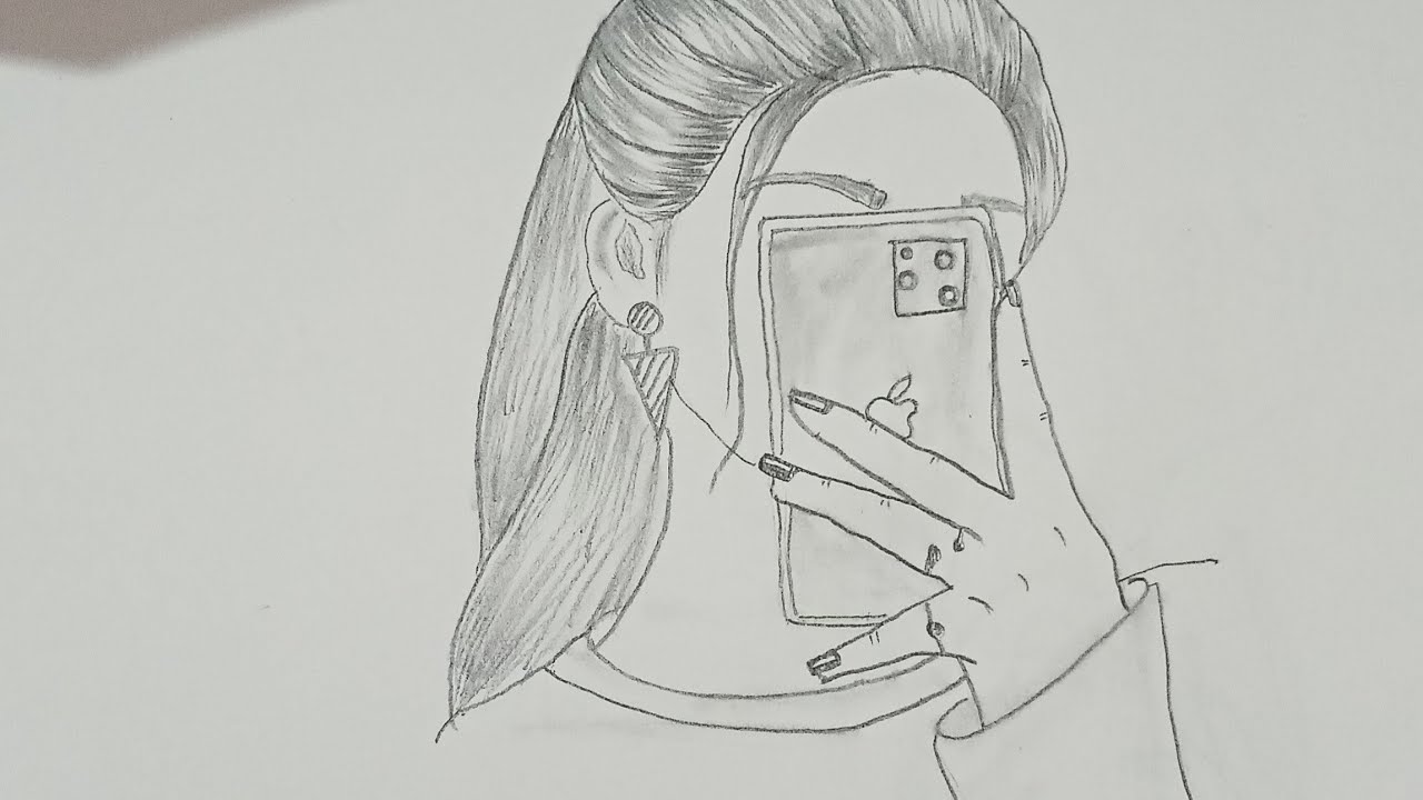 How to draw a Girl taking a selfie -step by step || Easy drawing ...
