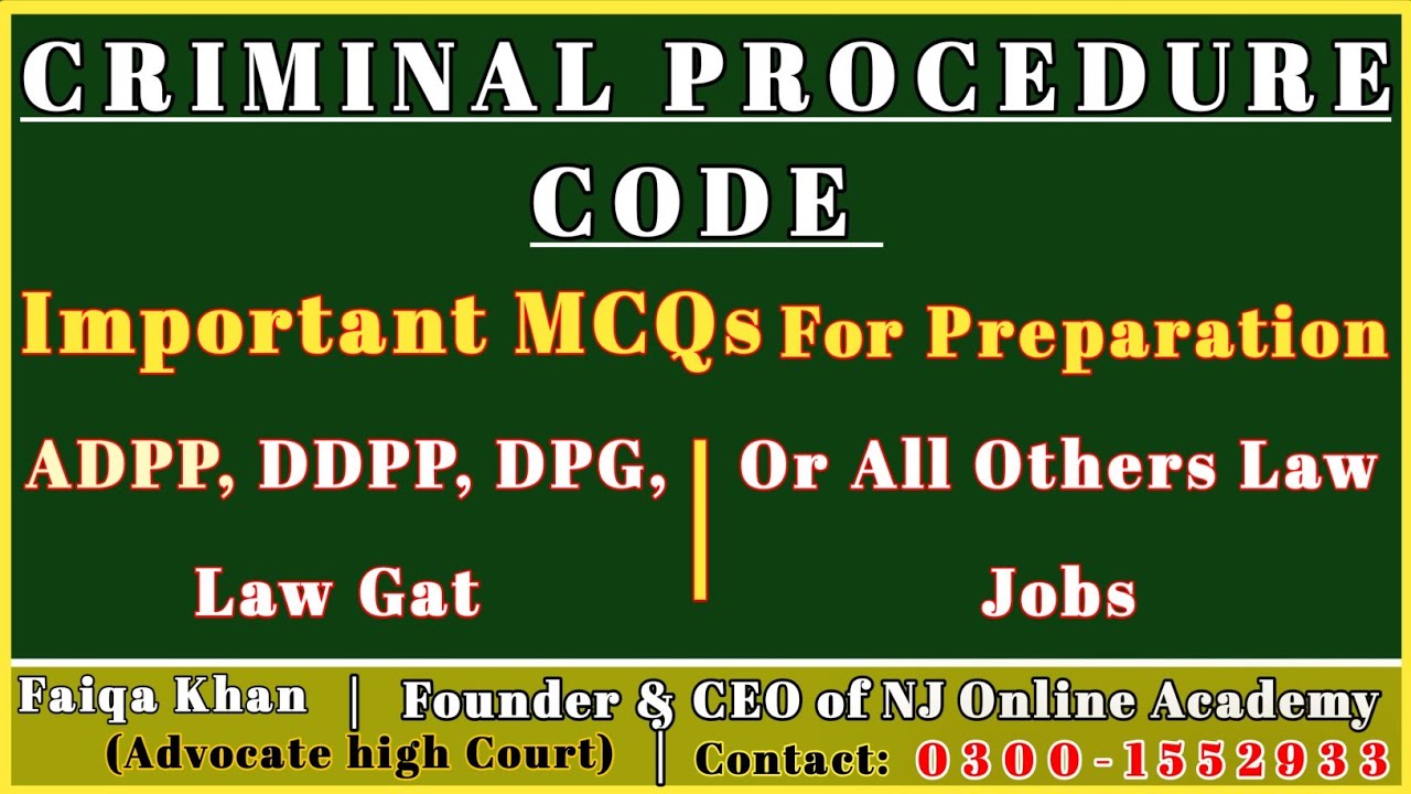Crpc Important McQs |ADPP, DDpp, DPG Law Gat & Every Law Jobs ...