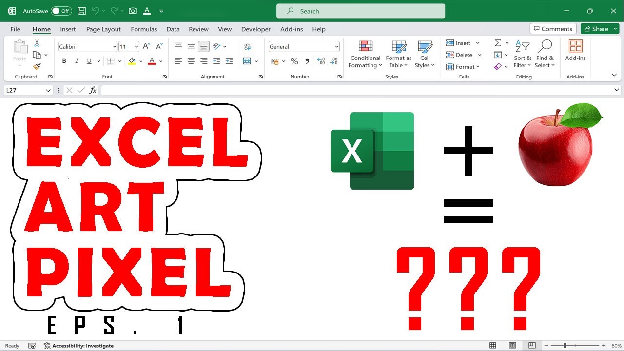 EPS 1. EXCEL ART PIXEL + APPLE ????? - YouTube