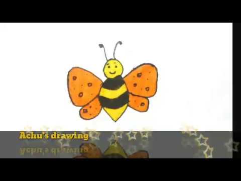 How to draw honey bee for kids | kids drawing| Achu drawing - YouTube