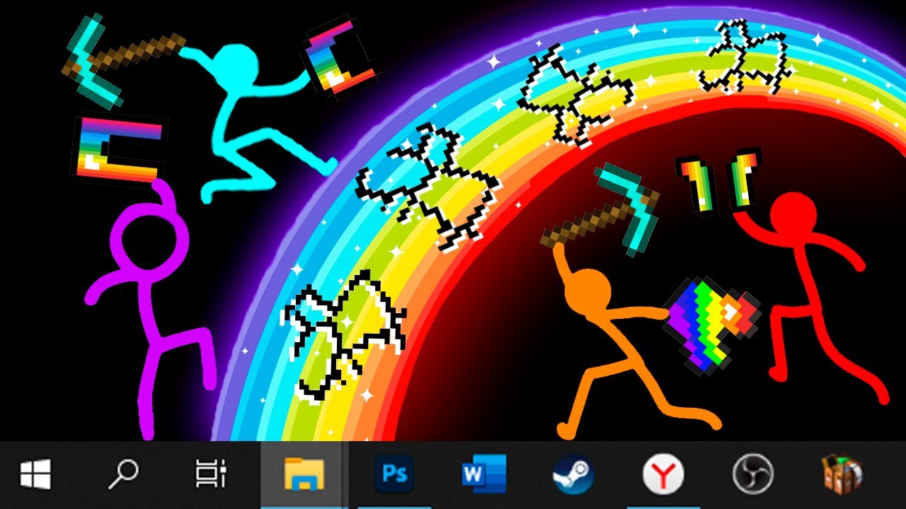 Stickman vs Minecraft HOW TO CRAFT RAINBOW ARMOR / Animation vs ...