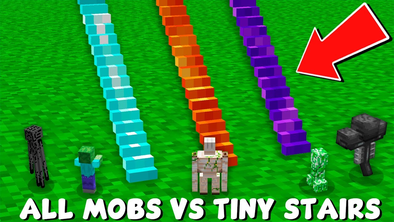 ALL MOBS vs TINY STAIRS in Minecraft ! ALL MOB MINI STAIRS BATTLE ...
