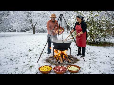 Karda Azerbaycan Köy Kahvaltısı + Açık Havada 7 Yemek Pişirme