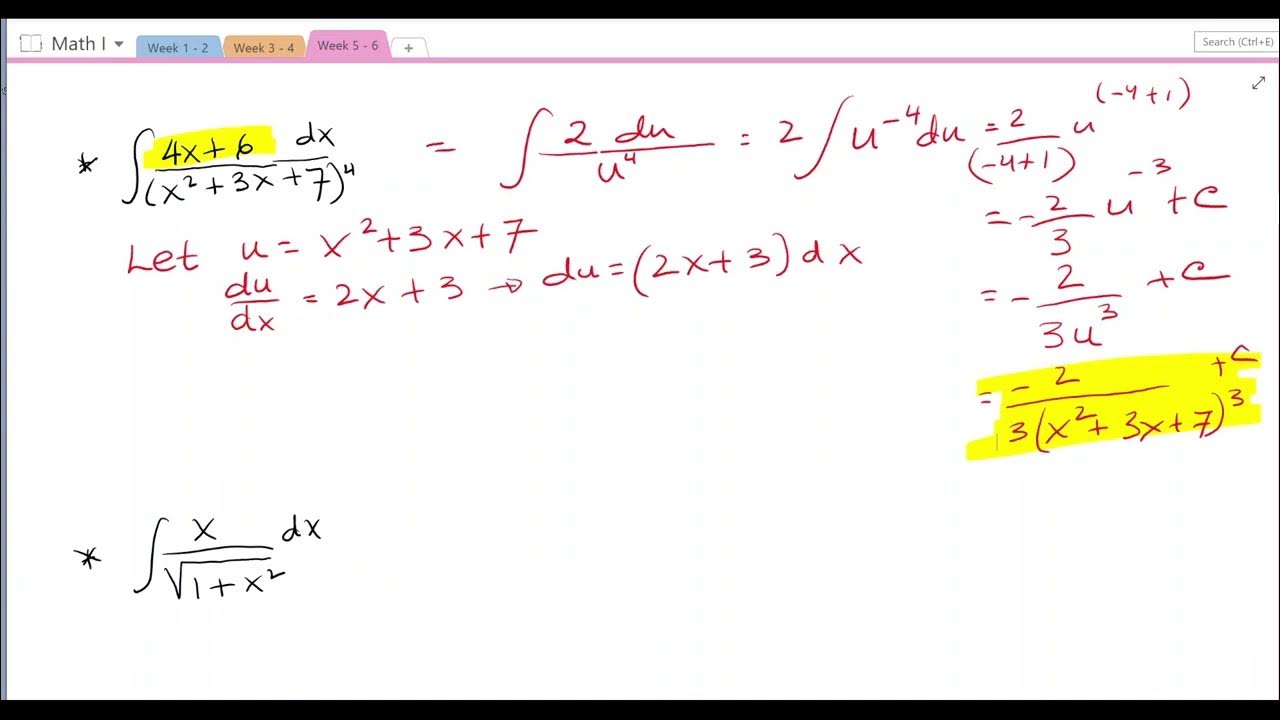 Solving Integration with U-Substitution Part 1/3 - YouTube