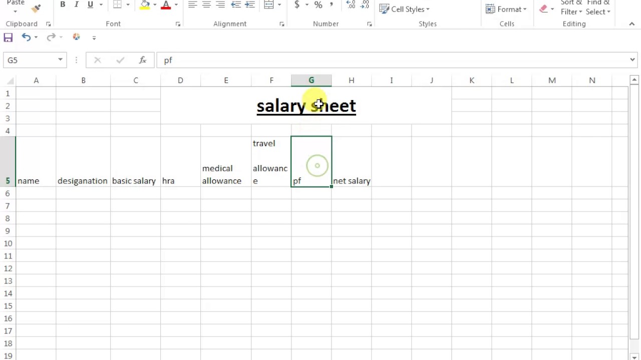how to make salary sheet in ms- excel 2013 - YouTube