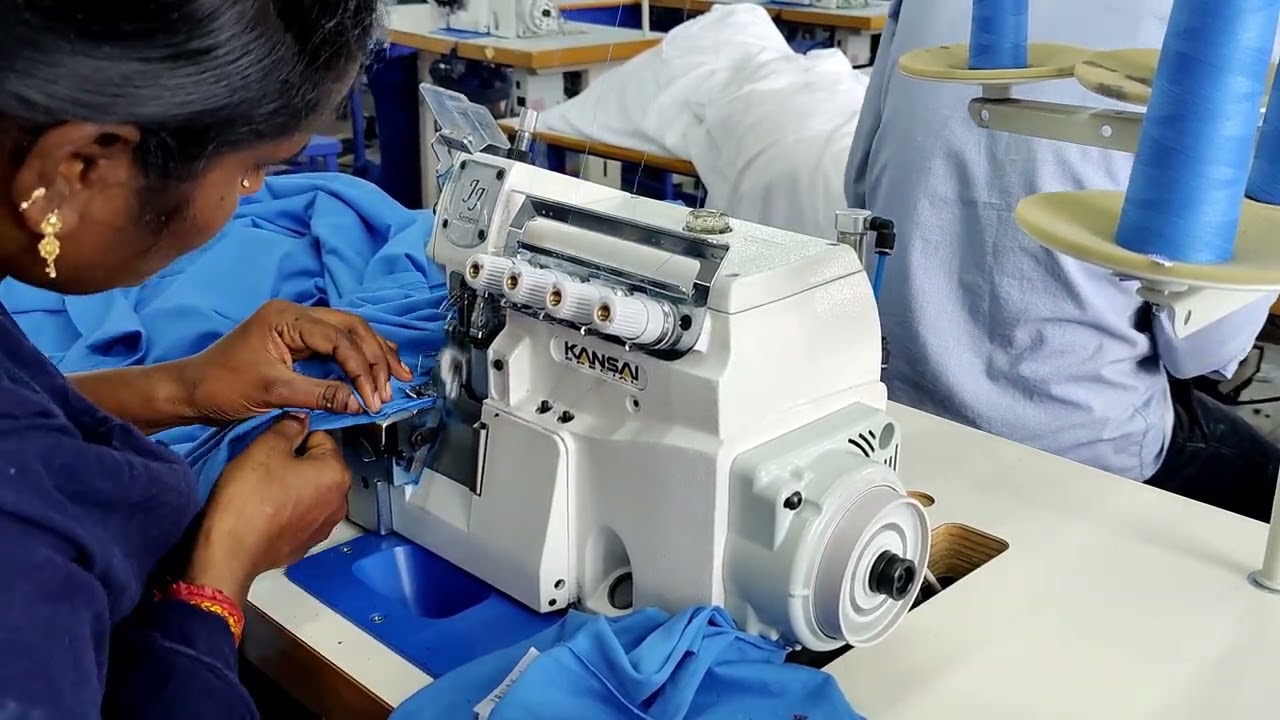 Four thread overlock machine | Plain Seam | Sleeve & Side Attach ...