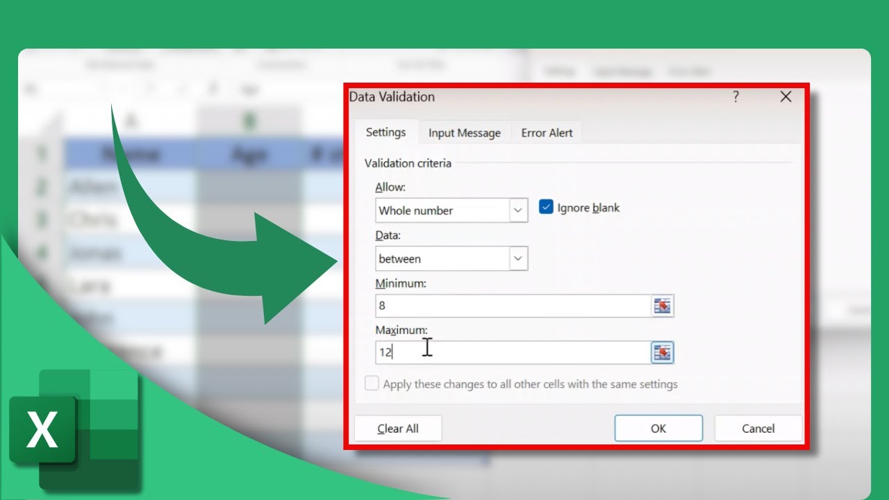 How To Control Inputs With Data Validation In Excel Microsoft Excel Tutorial Youtube 9786