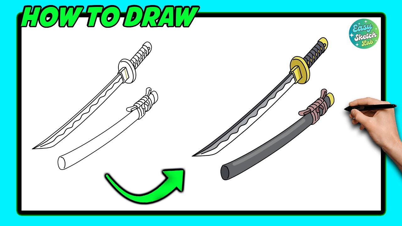How to Draw a Katana | Step-by-Step Tutorial - YouTube