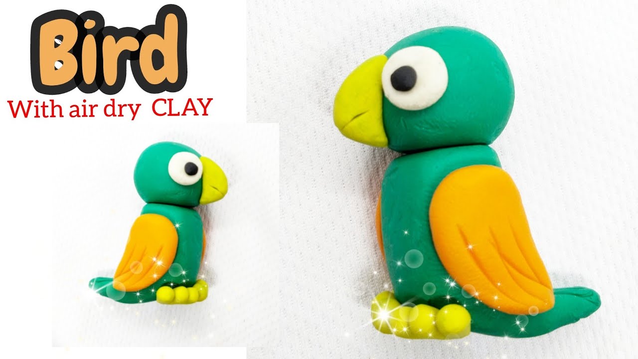 how i make a bird clay🧃🍓🍊 using air dry clay / no bake | DIY clay art ...