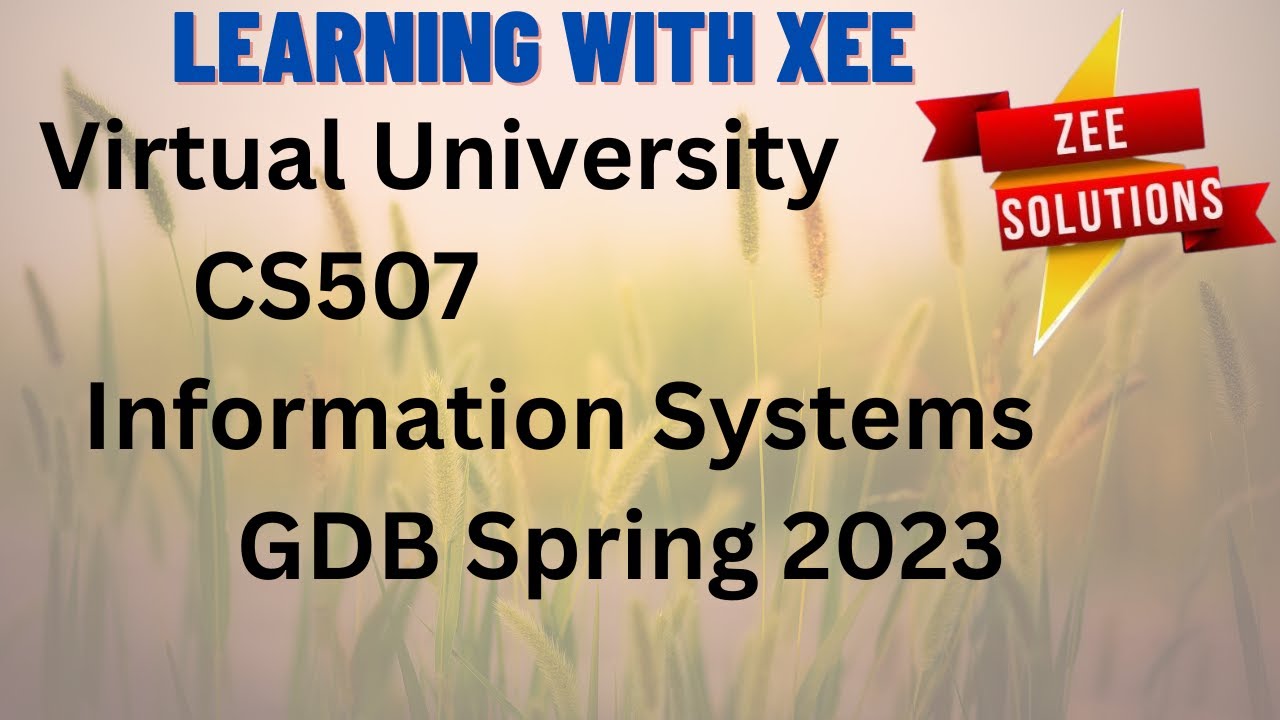 CS507 GDB spring 2023 Virtual University of Pakistan - YouTube