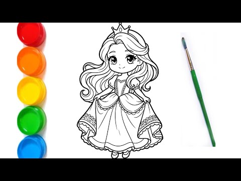 👑 Princess Coloring for Kids | Cute Princess Drawing & Coloring Activity | Learn Colors