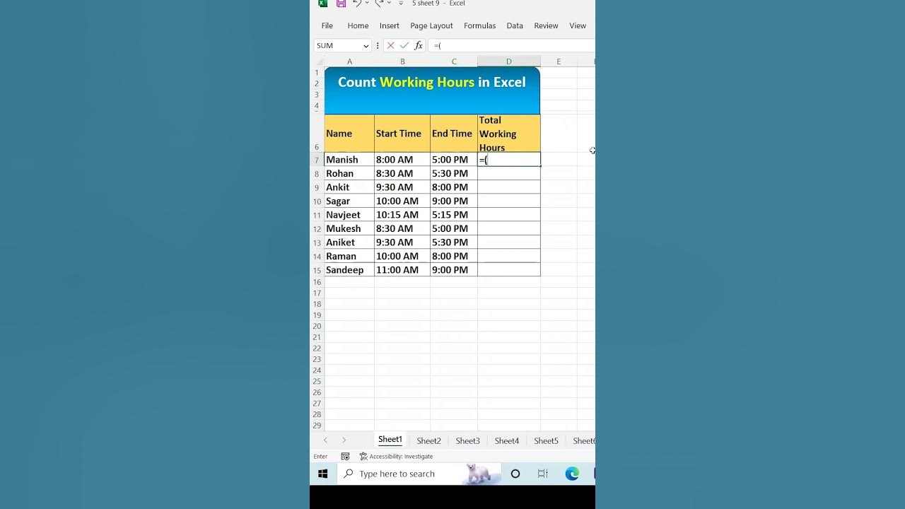 Smartly Calculate Working Hours In Excel 🔥 Microsoftexcel Exceltutorial Exceltips