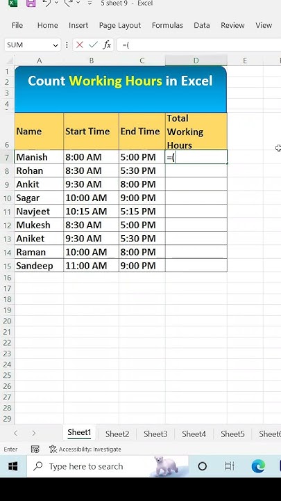 Smartly Calculate Working Hours in Excel 🔥|#microsoftexcel #exceltutorial #exceltips # ...