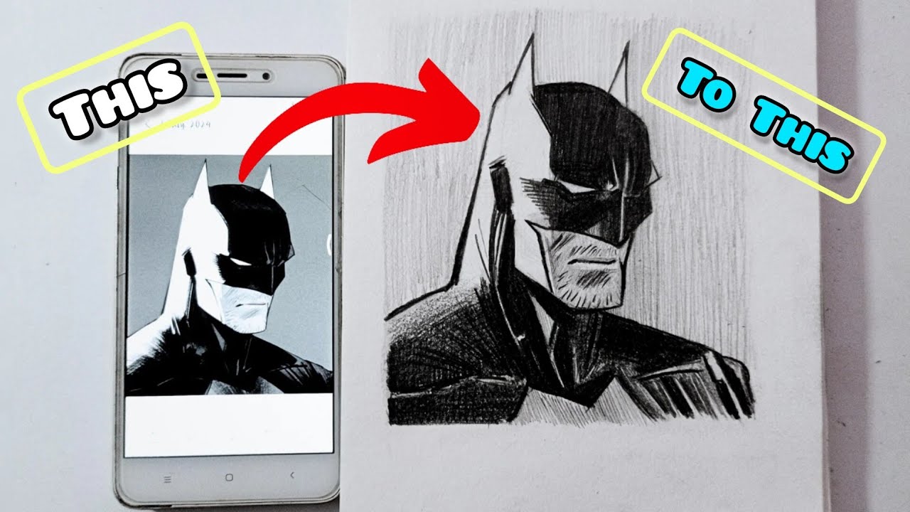 BATMAN Drawing For BEGINNERS | Start to Finish Quick drawing Process ...