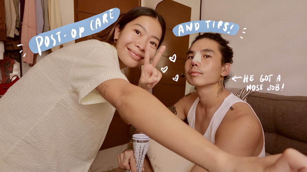 POST-OP RHINOPLASTY CARE for my fiancé. | Rhea Bue - YouTube